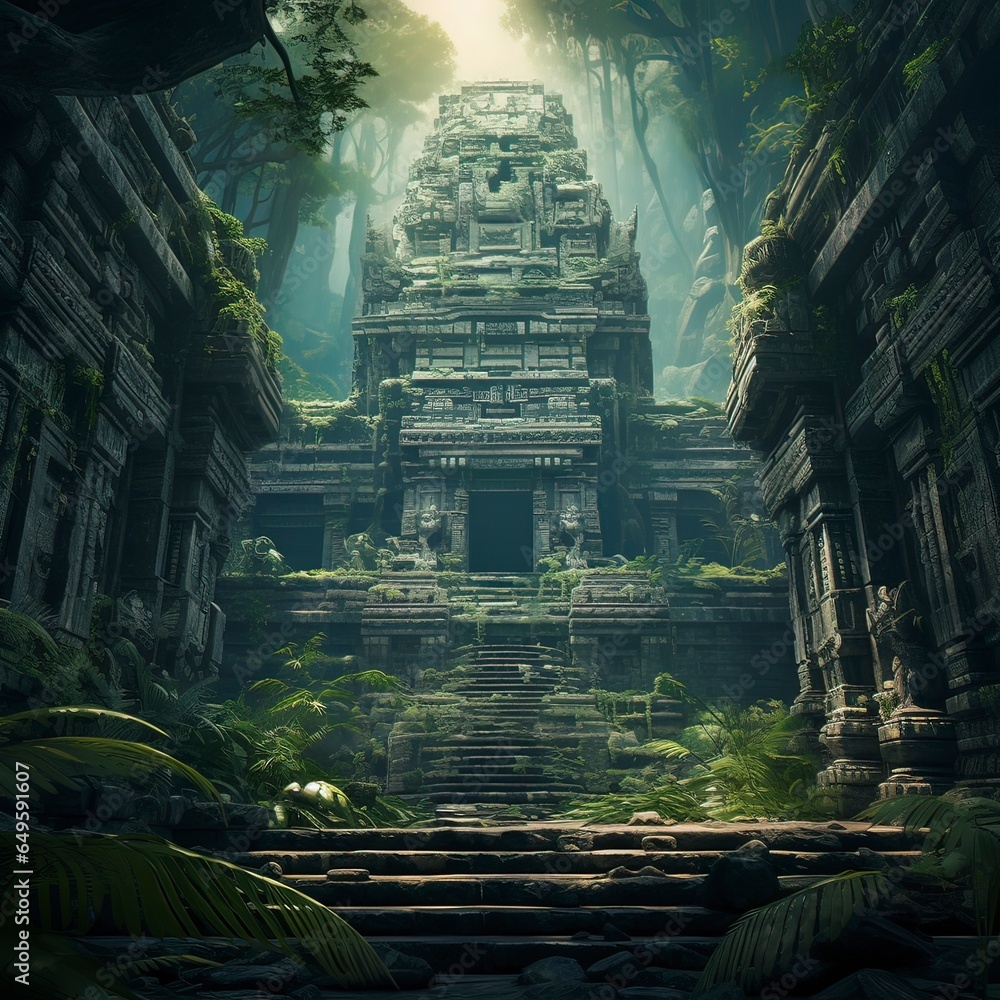 Fantasy ancient temple concept art. Generative ai. Stock Illustration ...
