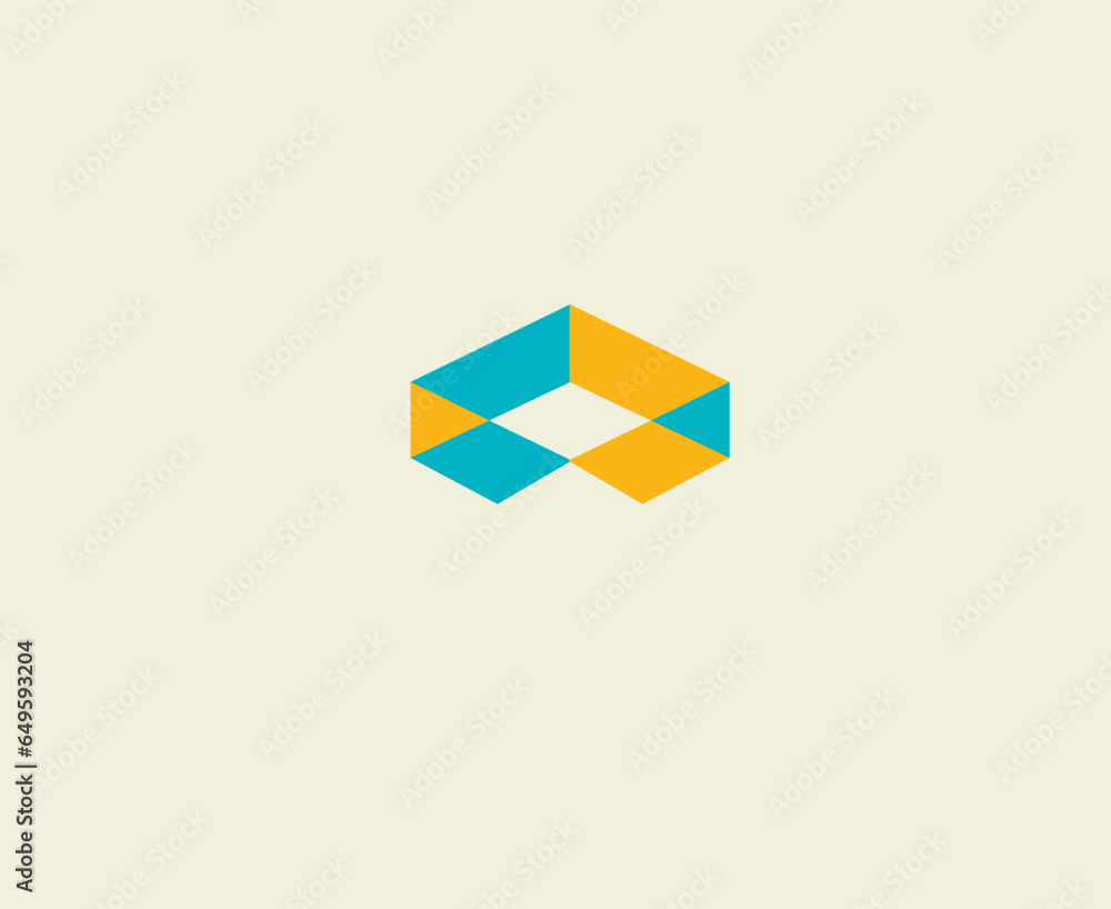 Geometric yellow and blue logo, for your construction company Stock ...