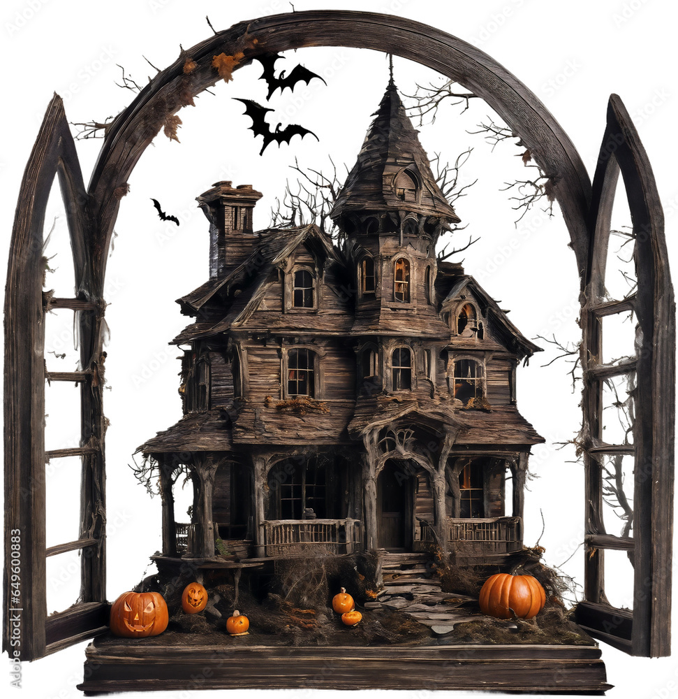 Halloween haunted house Spooky Night, Isolated on transparent ...