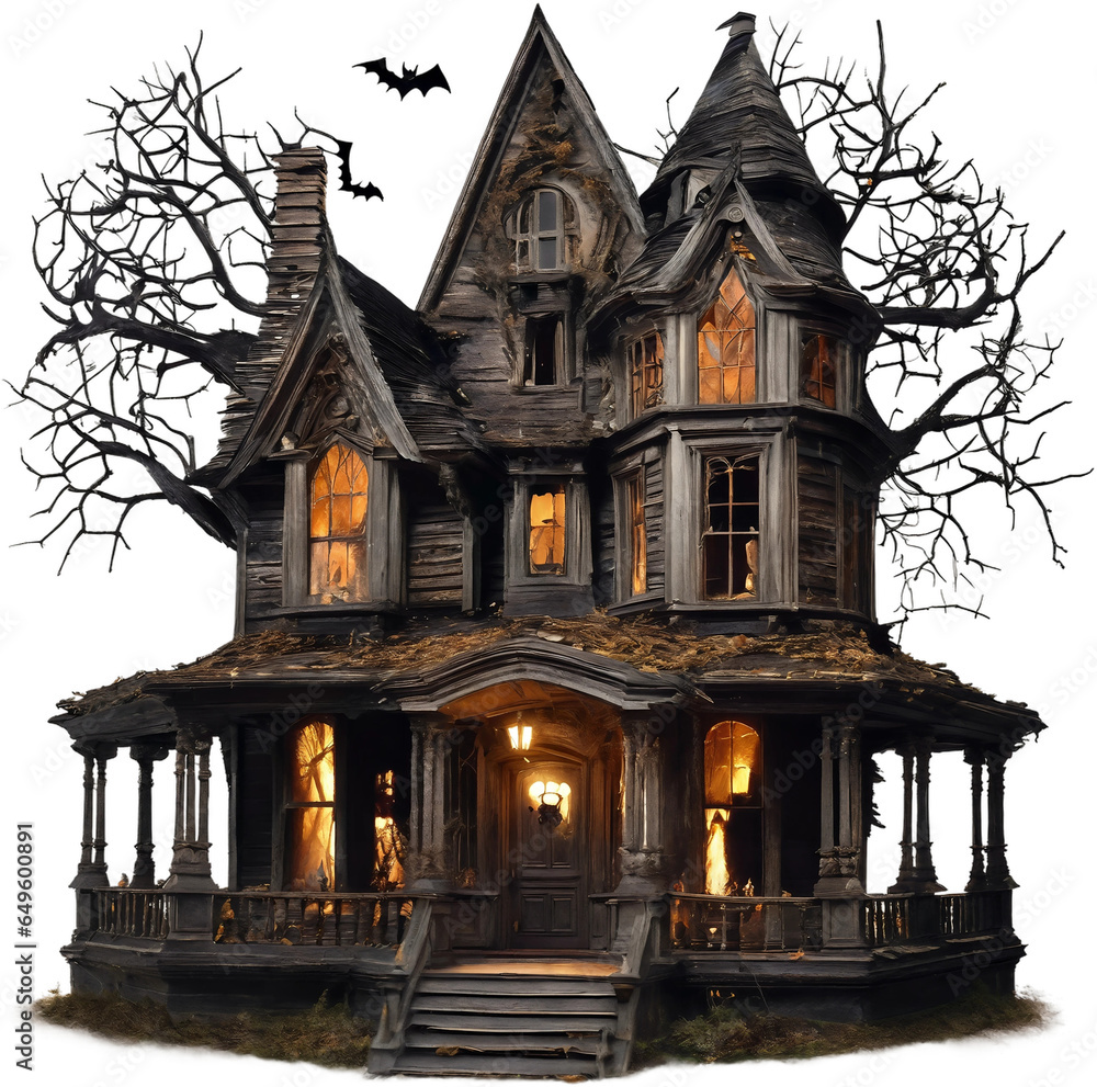 Halloween haunted house Spooky Night, Isolated on transparent ...