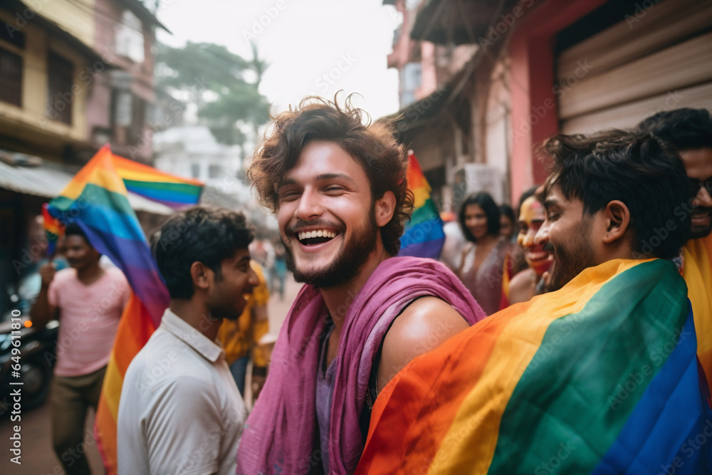 LGBTQ couples colourful colours expressing love Stock Photo | Adobe Stock