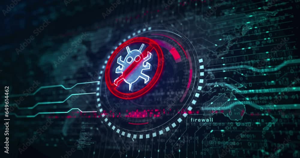 Antivirus cyber security virus detect system alert symbol abstract ...