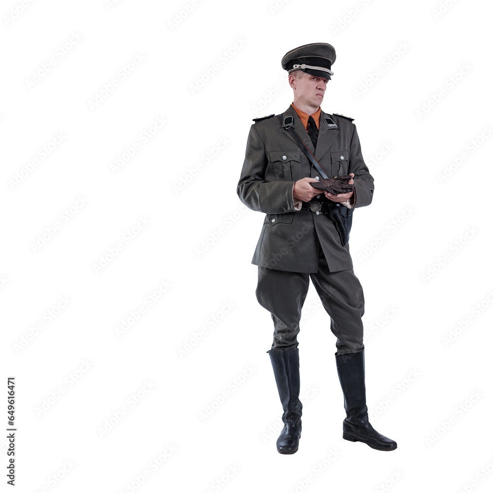 Male actor reenactor in historical uniform as an officer of the German ...