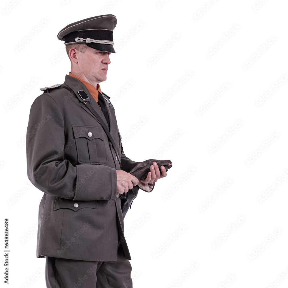Male actor reenactor in historical uniform as an officer of the German ...