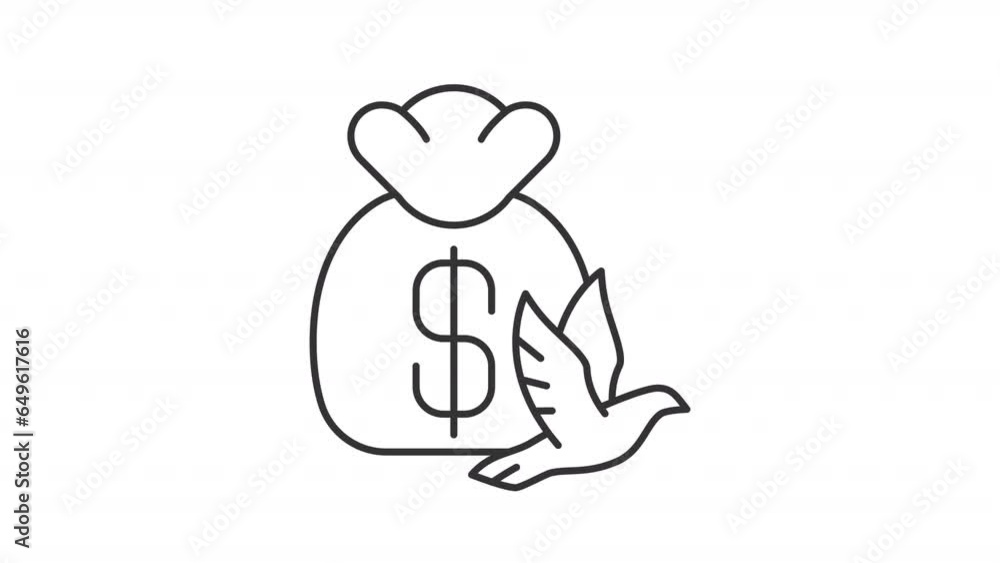 Tax exemption line animation. Money bag and levitating dove animated ...