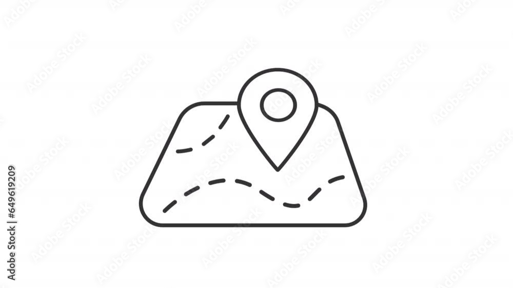 Map with pointer animated icon. Navigation system line animation. Gps ...