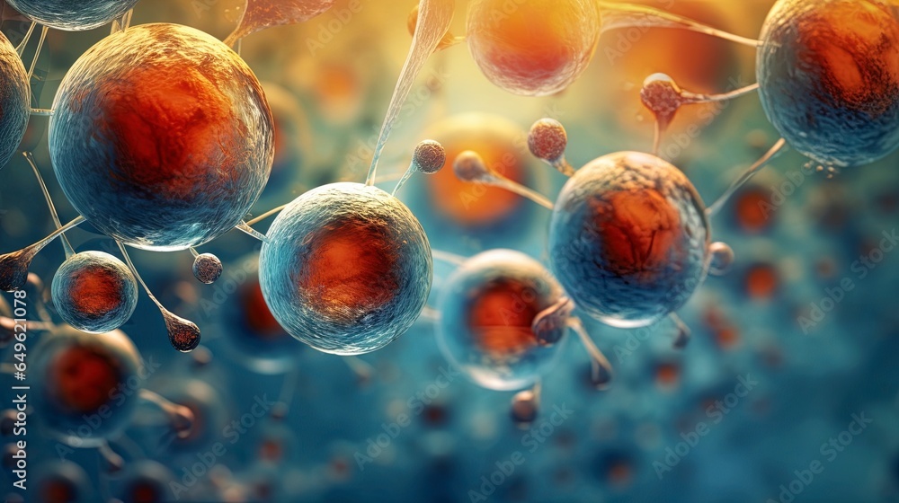 Human peripheral blood mononuclear cells (PBMC) cells under a ...