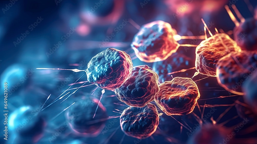 Human peripheral blood mononuclear cells (PBMC) cells under a ...