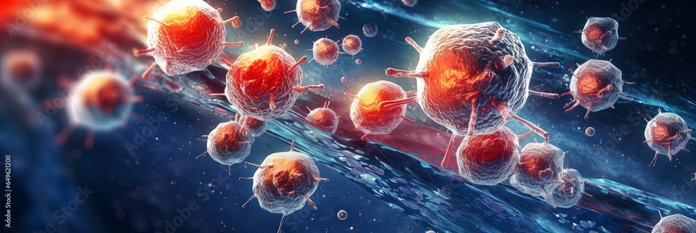 Human peripheral blood mononuclear cells (PBMC) cells under a ...