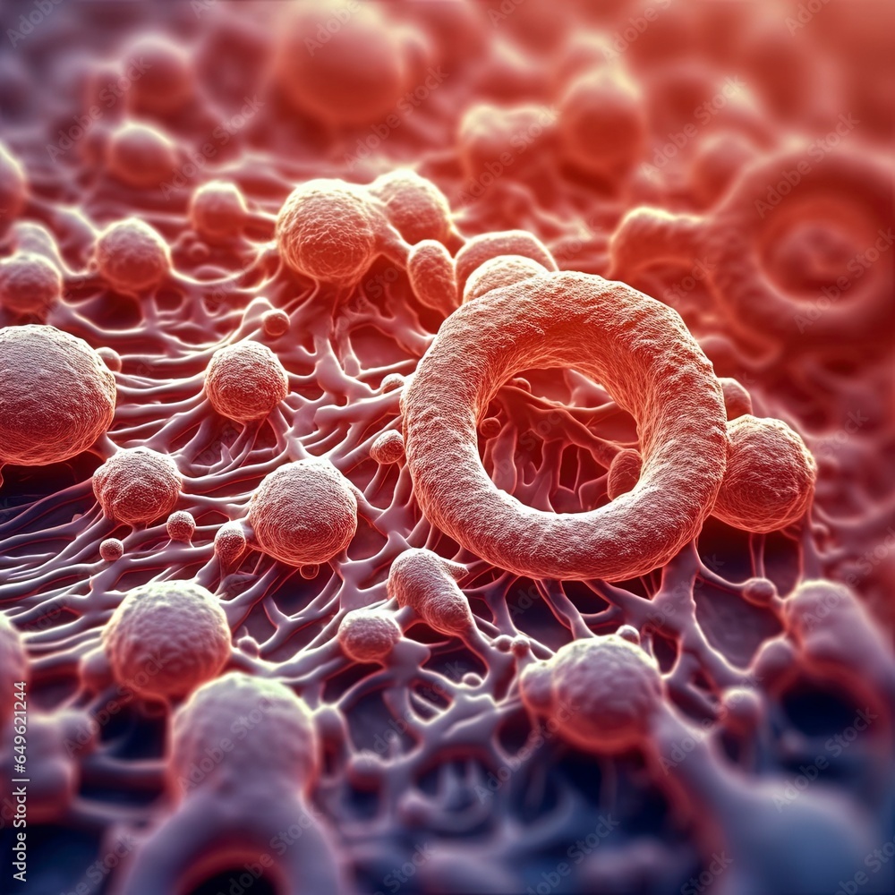 Human peripheral blood mononuclear cells (PBMC) cells under a ...