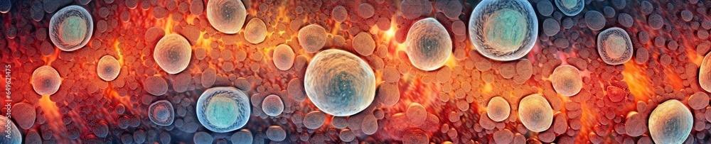 Human peripheral blood mononuclear cells (PBMC) cells under a ...