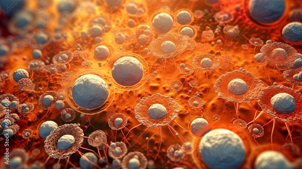 Human peripheral blood mononuclear cells (PBMC) cells under a ...