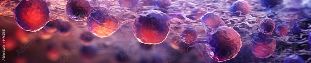 Human peripheral blood mononuclear cells (PBMC) cells under a ...