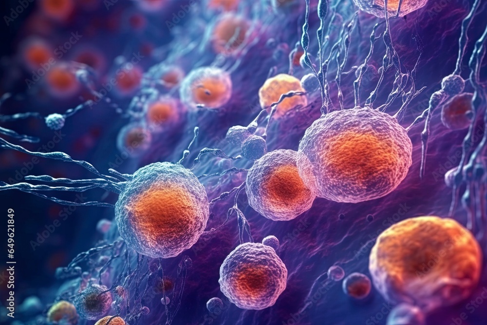 Human peripheral blood mononuclear cells (PBMC) cells under a ...