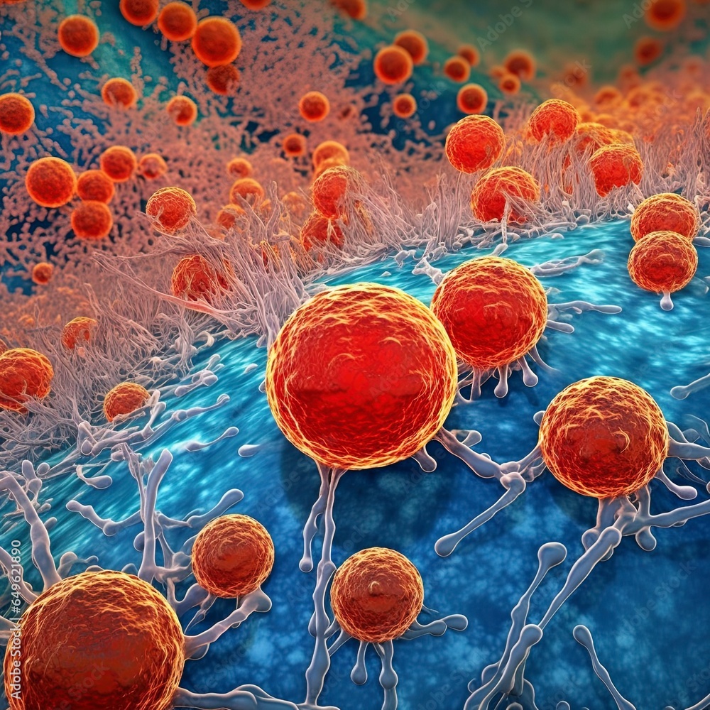 Human peripheral blood mononuclear cells (PBMC) cells under a ...