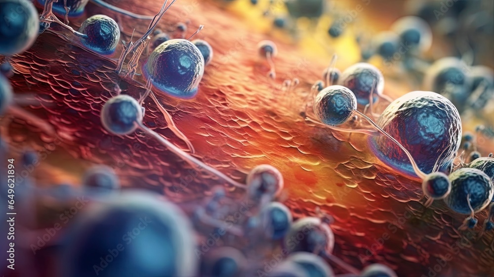 Human peripheral blood mononuclear cells (PBMC) cells under a ...