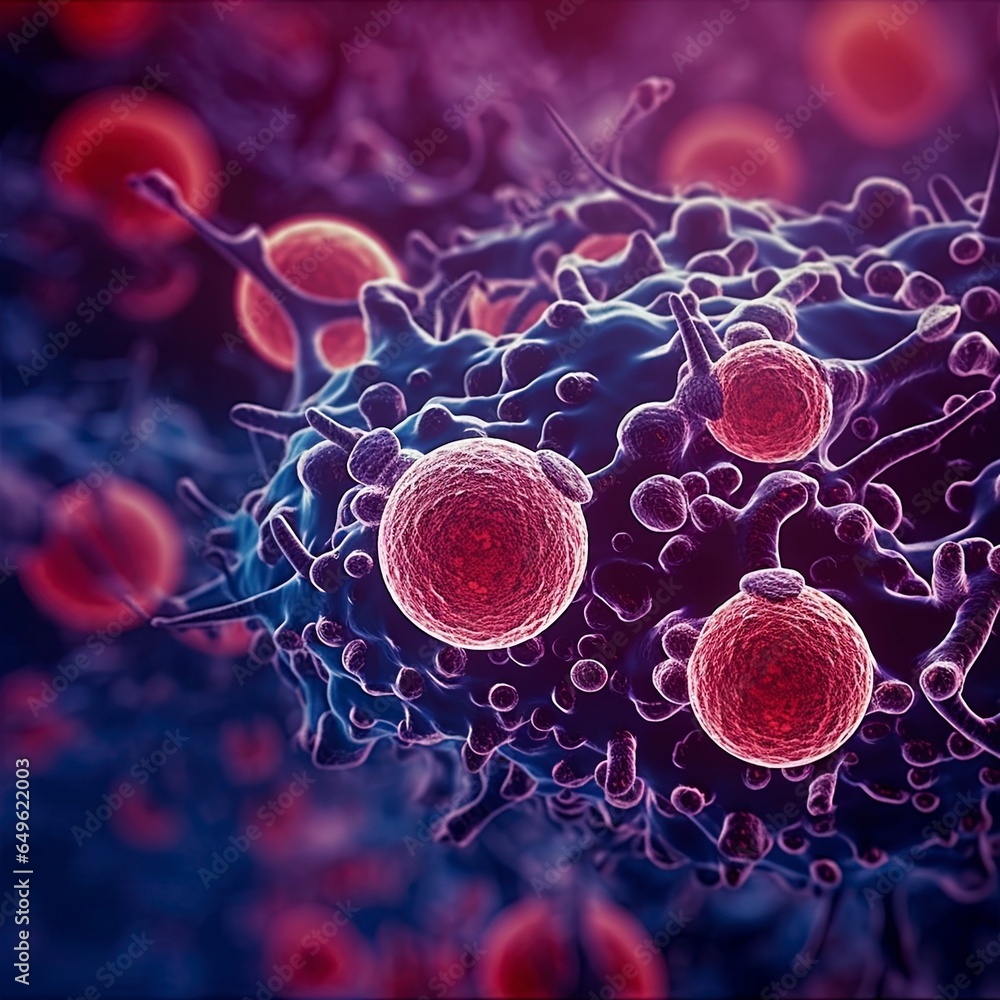 Human peripheral blood mononuclear cells (PBMC) cells under a ...