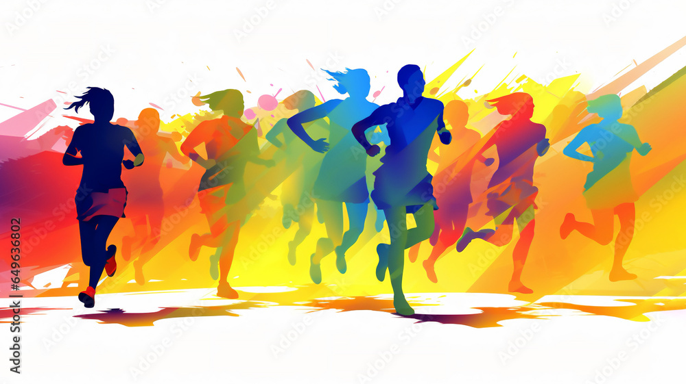 Female and male athlete runners doing a training exercise for a sports ...