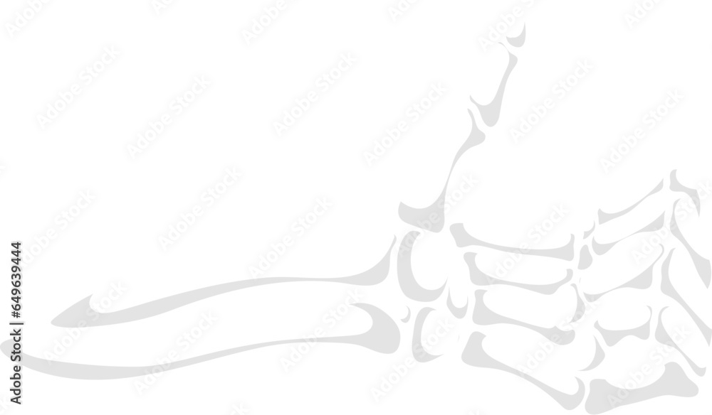 Skeleton hand extends with a bony thumb raised in a friendly thumbs-up ...