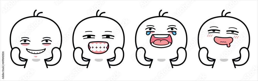 Emoticons set. Comic with Crazy Laughing Emotions. Meme Concept ...