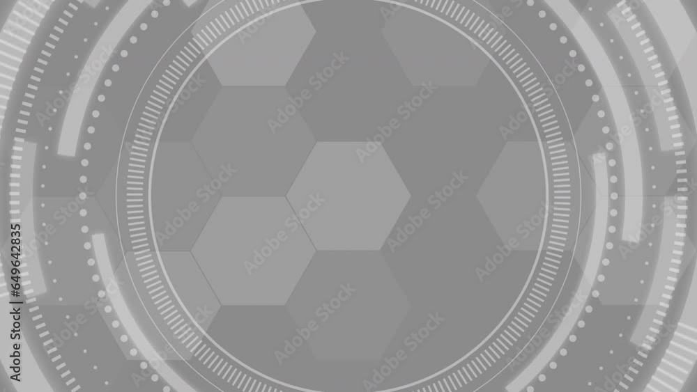 Gray futuristic background with hexagonal grid and circular HUD element ... Gray futuristic background with hexagonal grid and circular HUD element ...
