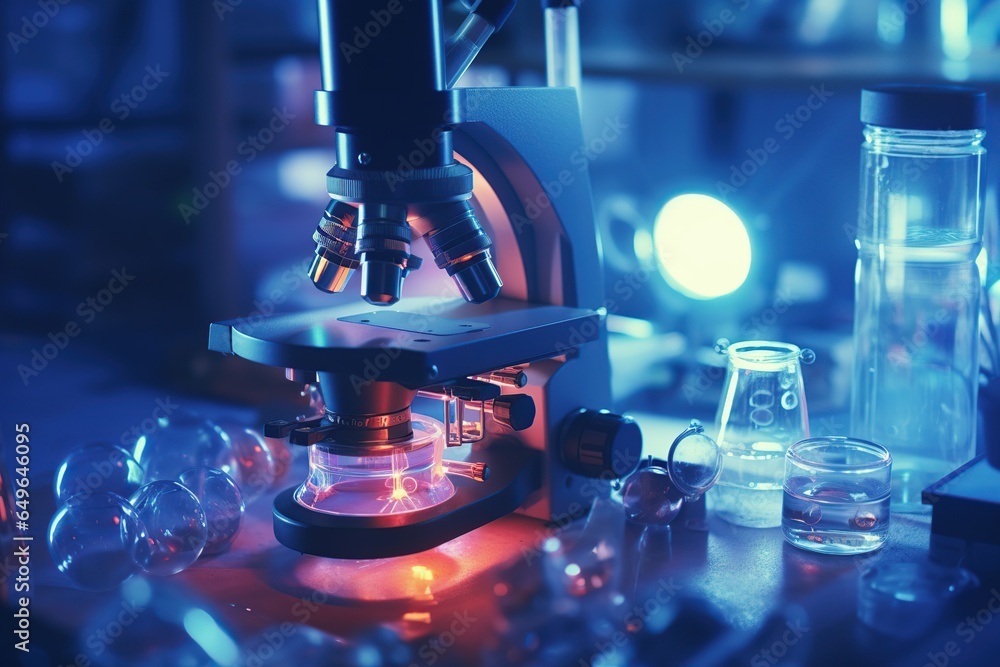 Foto de Microscope chemistry. microbiology magnifying tool and symbol ...