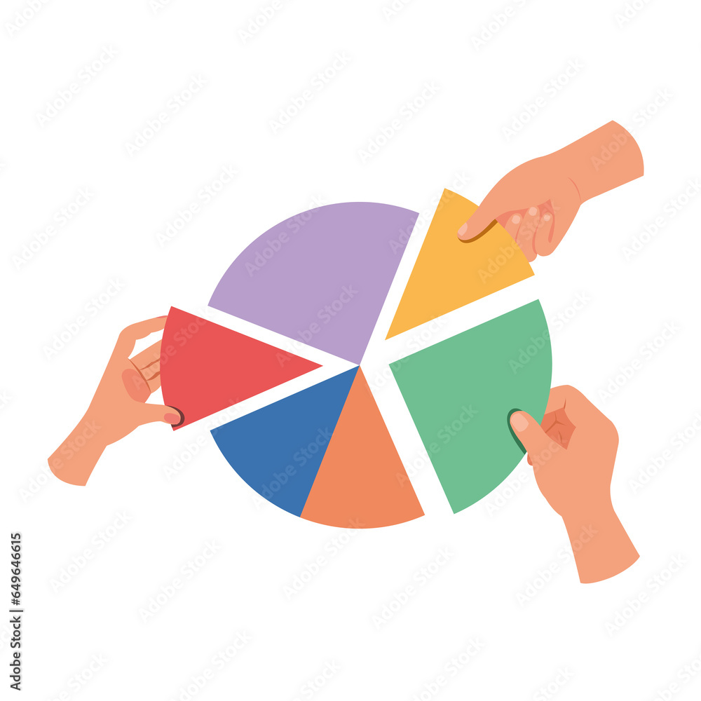 Hands holding pie chart. Diagram pie chart for Your documents, reports ...
