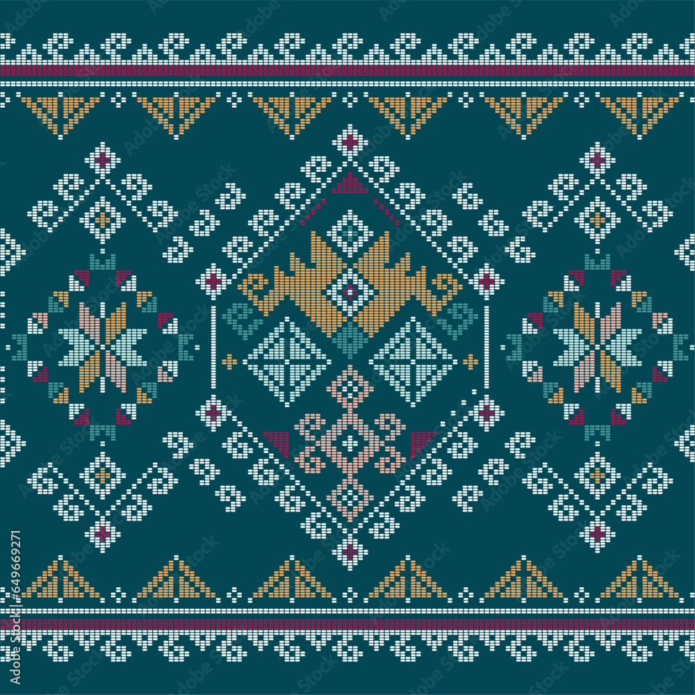 Filipino folk art Yakan cloth inspired vector seamless pattern, long ...