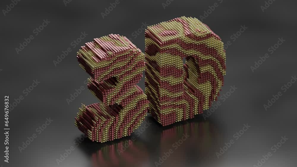 3D loop animation of 3D text. The 3D graphics symbol consists of a ...