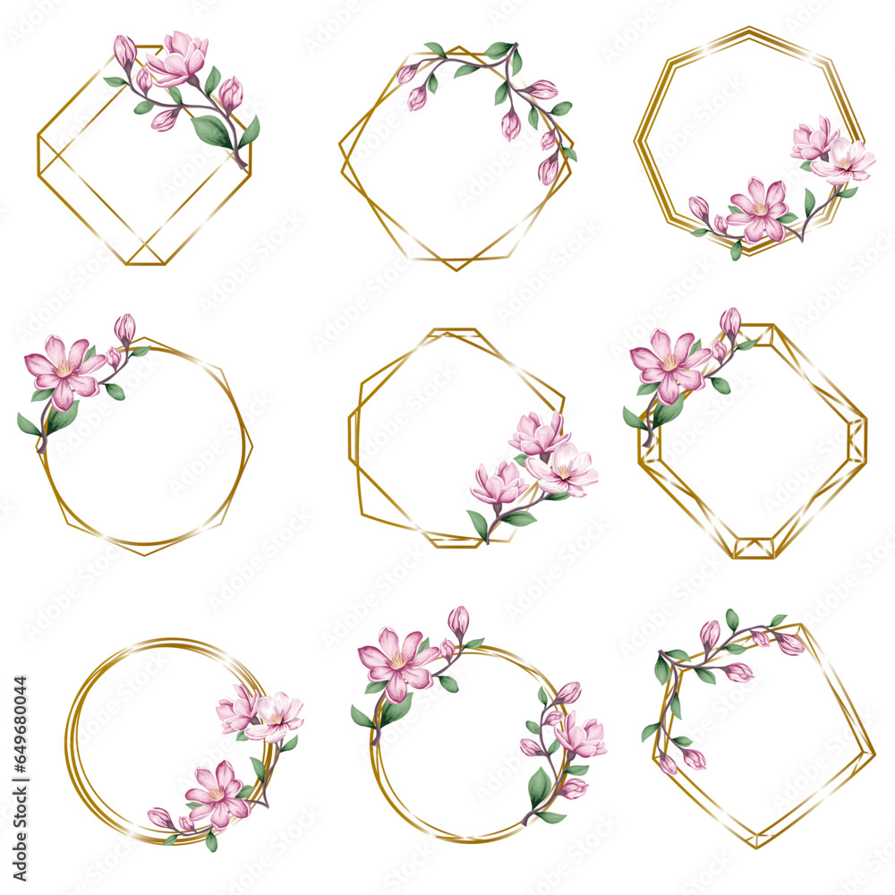 Vector floral frames for cards and invitations. Branches of pink sakura ...