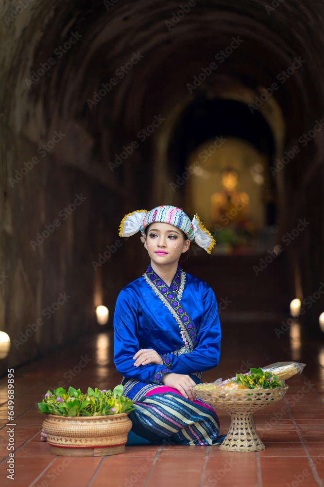 Beautiful Burmese girl wearing the Traditional National costume of the ...