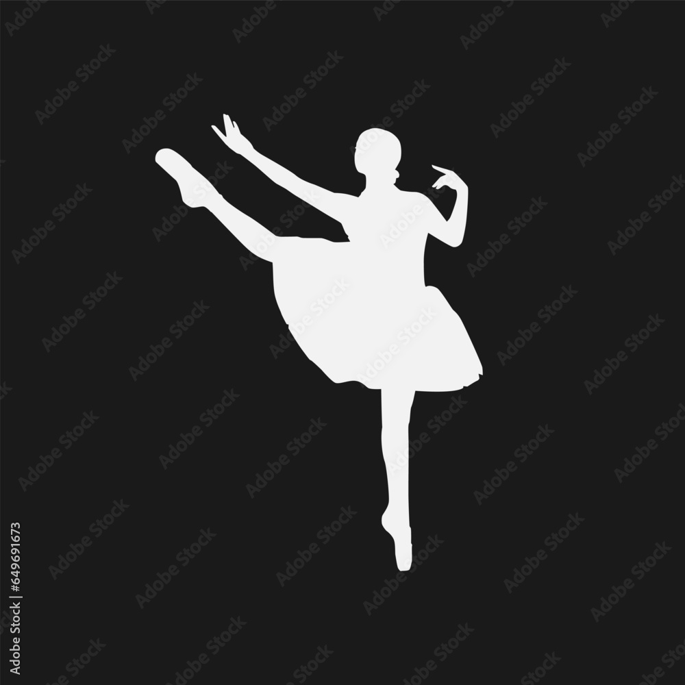 High details of ballerina silhouette. Minimal symbol and logo of sport ...