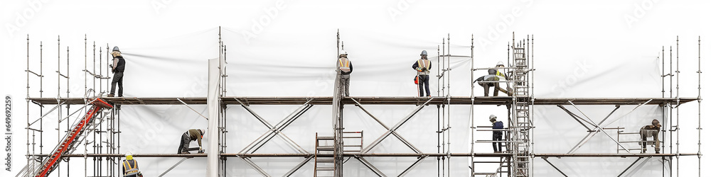 long narrow scaffolding isolated on a white background for the ...