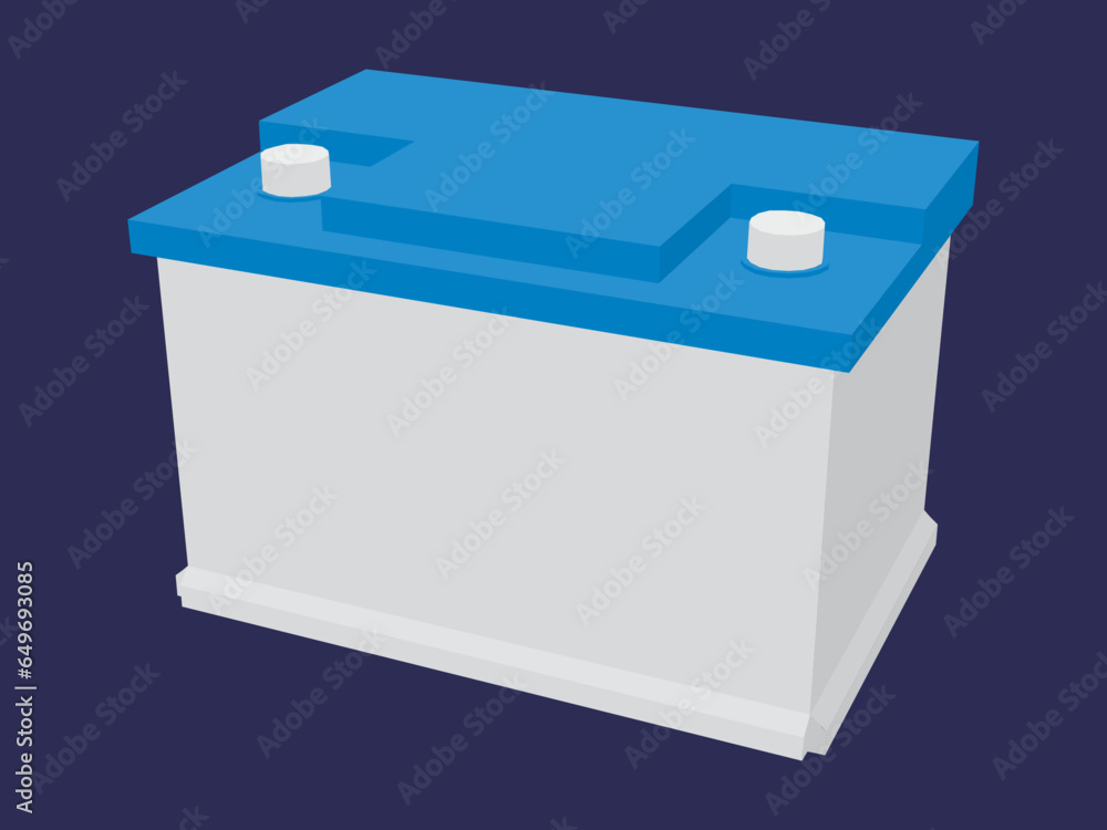 An isometric 3D-style car battery icon, representing an accu or ...