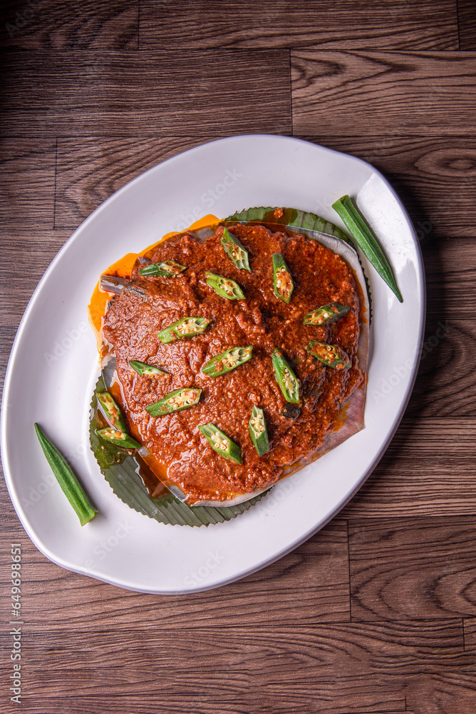 grilled bbq fresh whole seafood stingray fish seafood with spicy sambal ...