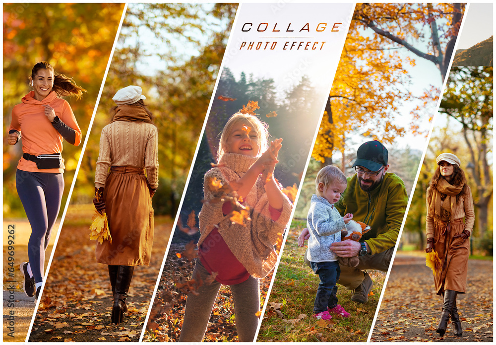 Photo Collage Stripes Effect Mockup Stock Template | Adobe Stock