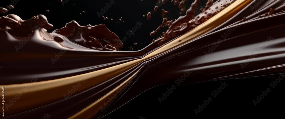 Anamorphic video liquid chocolate whirlpool background. Delicious and ...