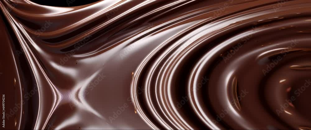 Anamorphic video liquid chocolate whirlpool background. Delicious and ...