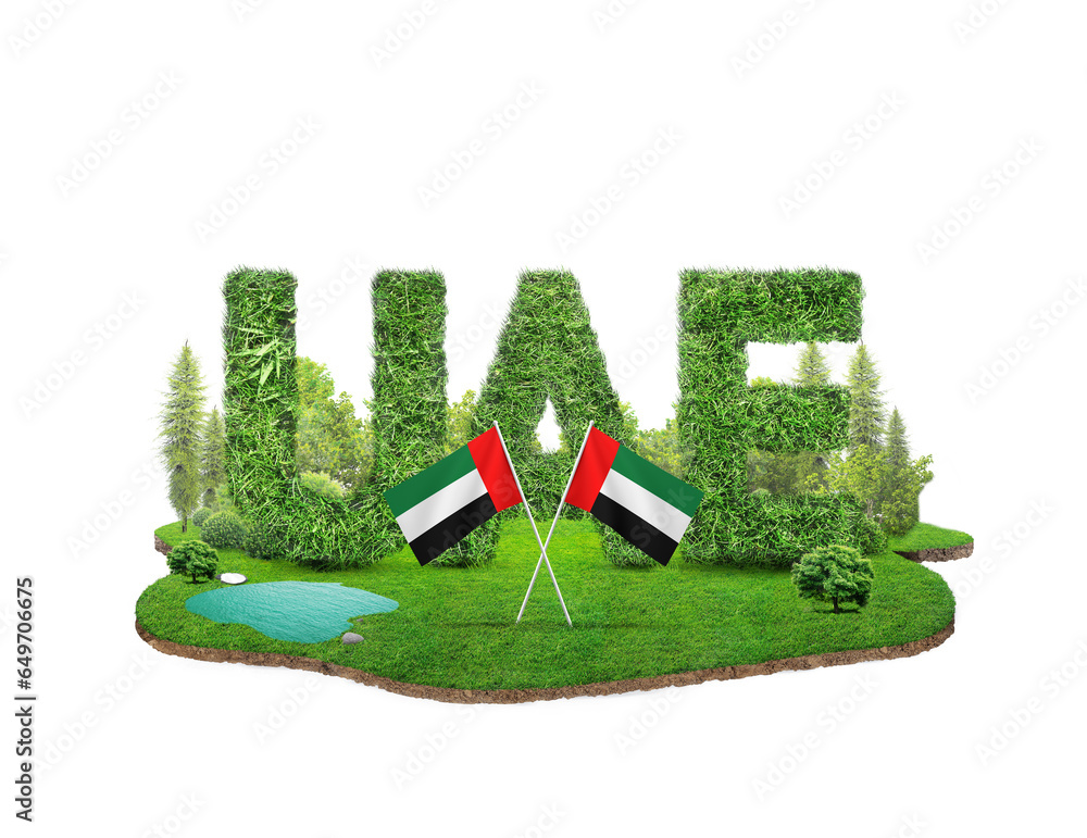 Emirates flag waving on white background, UAE Flag national Day ...