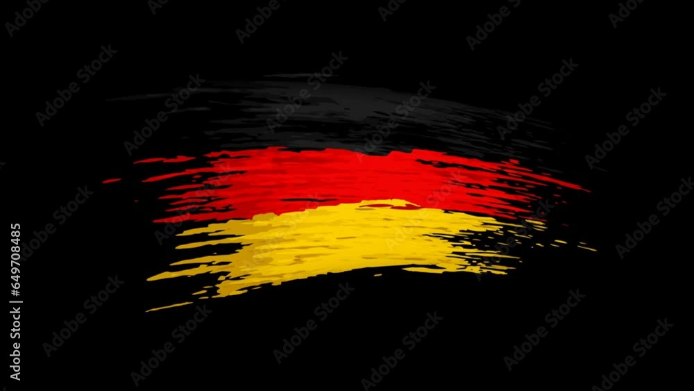 German flag animation. Brush painted germany flag on a transparent ...