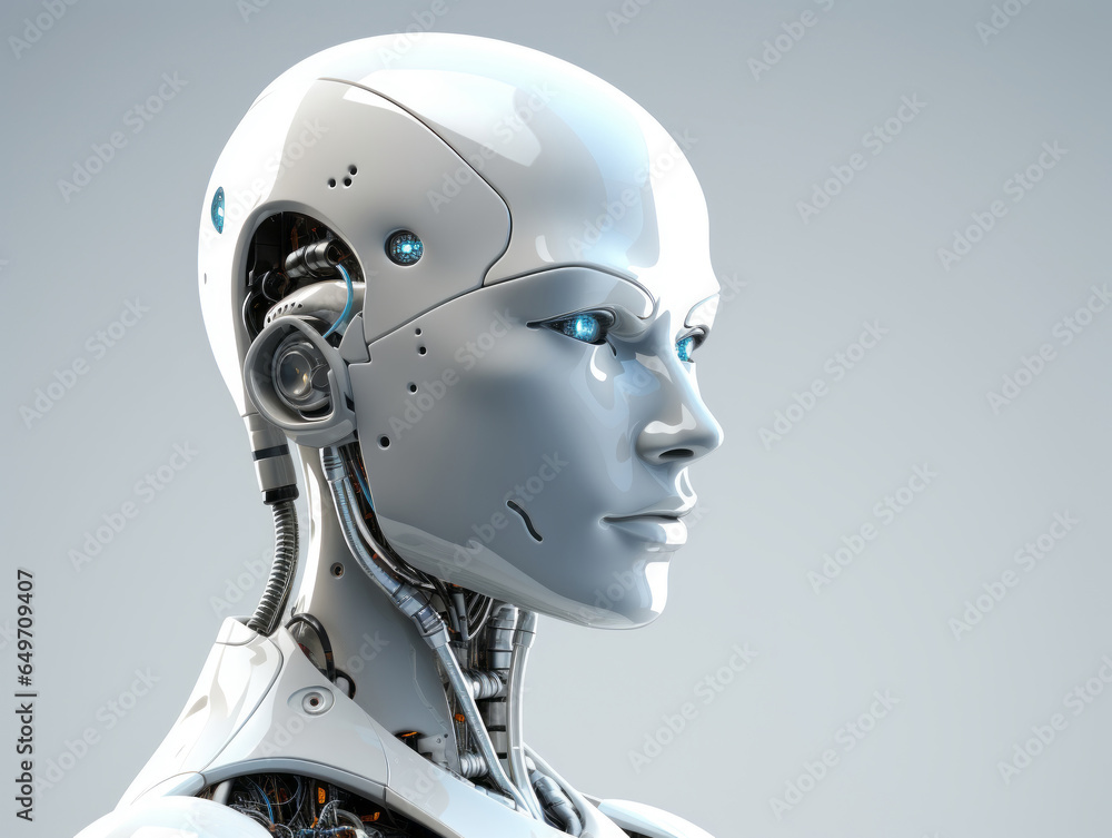 3d render humanoid robot on technology backgrounds, Artificial ...