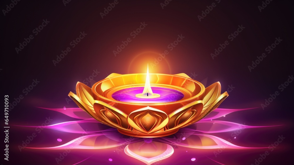 Burning diya oil lamp. Traditional symbol of Indian Happy Diwali ...