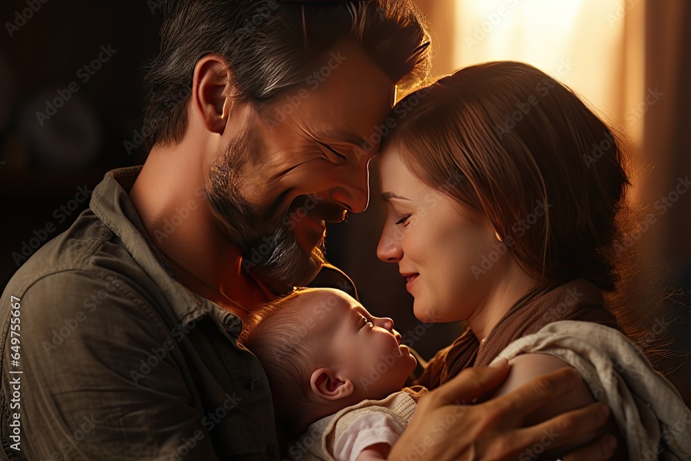 Middle-Aged Parents: A middle-aged couple with fair skin lovingly ...