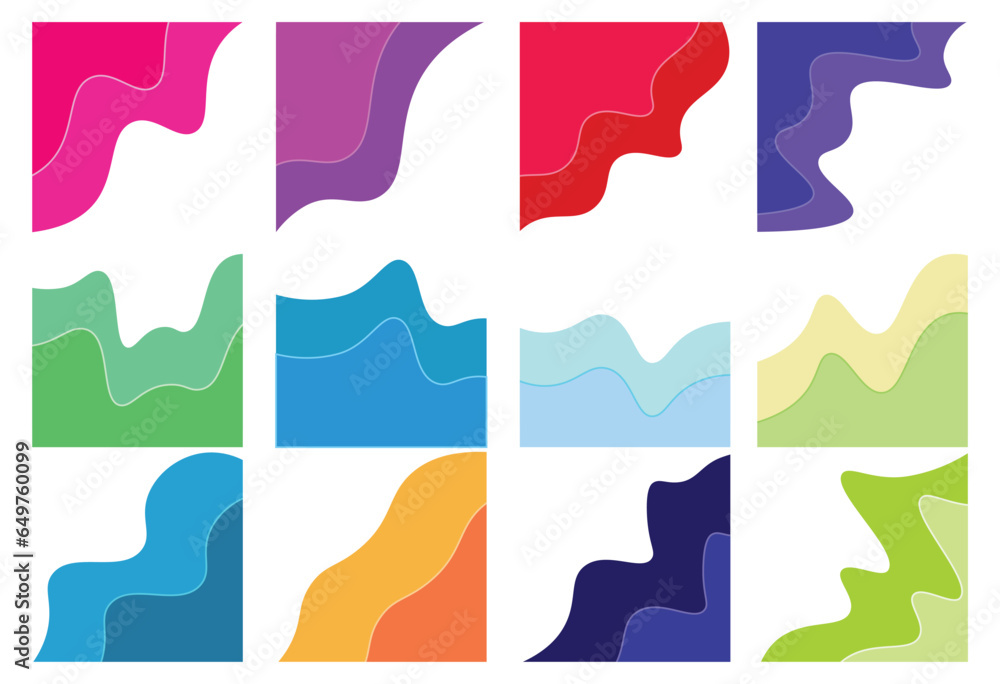 Abstract paper cut color corner set on white background, vector ...