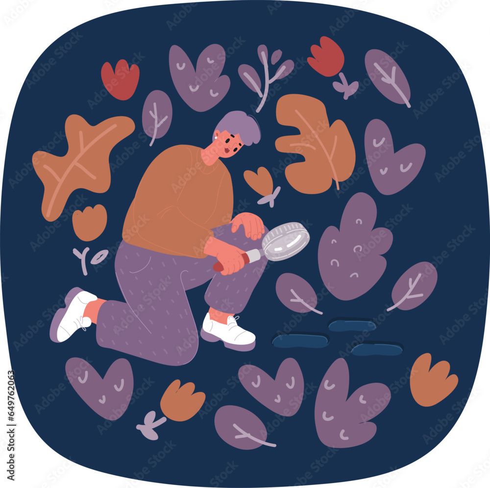 Cartoon vector illustration of Forensic investigator at the crime scene ...