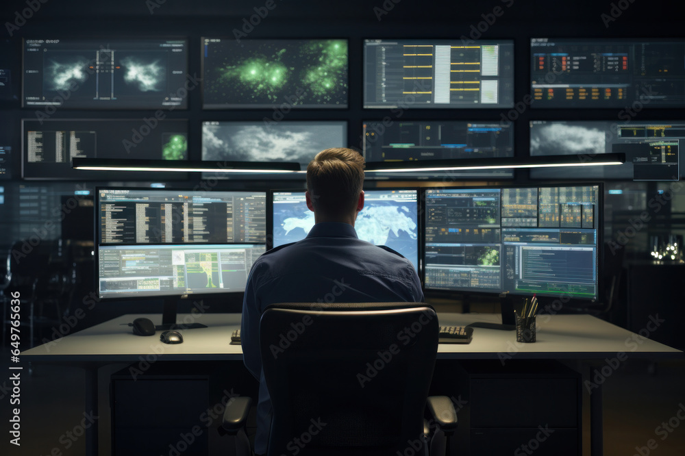 Technical Controller at His Hub: Multi-Display Setup Revealing Diverse ...