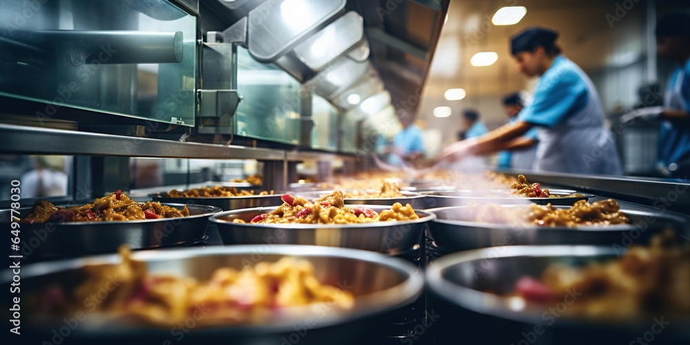 Photo & Art Print Modern food manufacturing with a worker actively ...