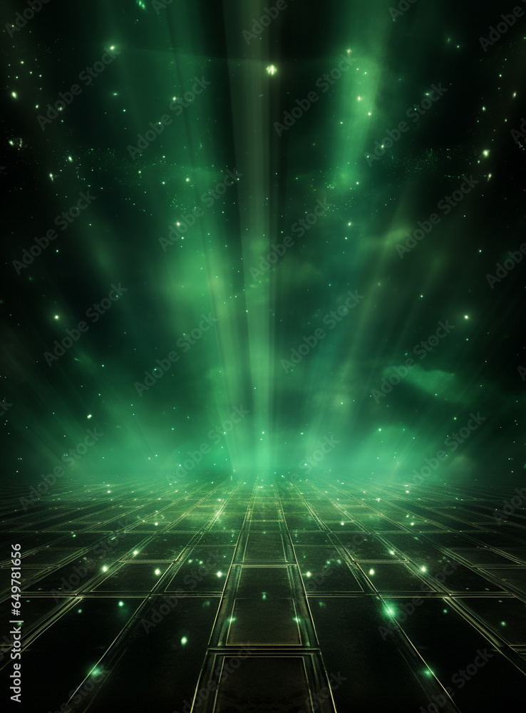Ai Generated Backdrop With Illumination Of Green Spotlights For Flyers ...
