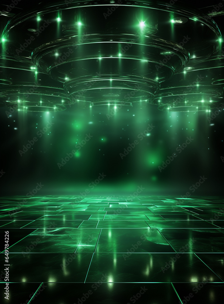 Ai Generated Backdrop With Illumination Of Green Spotlights For Flyers ...