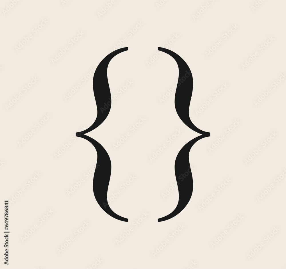 Curly braces symbol and dobule braces, symmetric sign for text quote ...